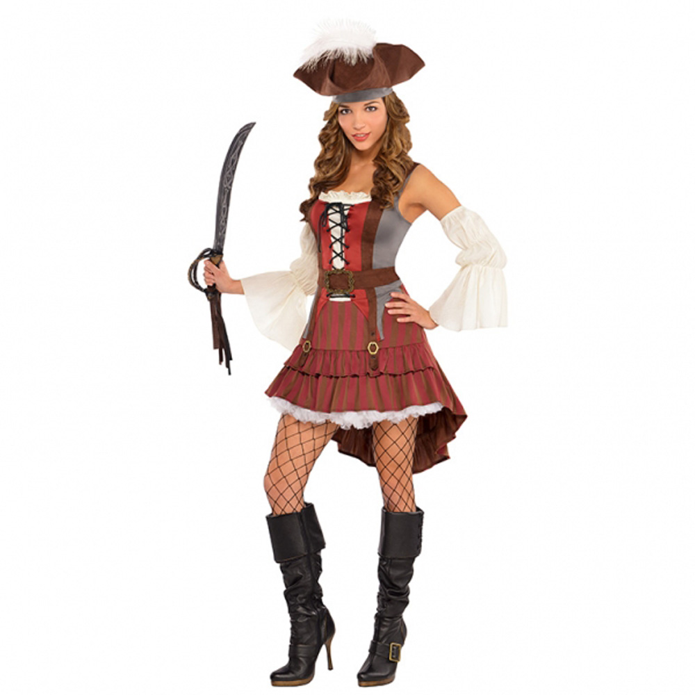 Ladies Quality Pirate Fancy Dress Outfit Costume Pirates Carribbean